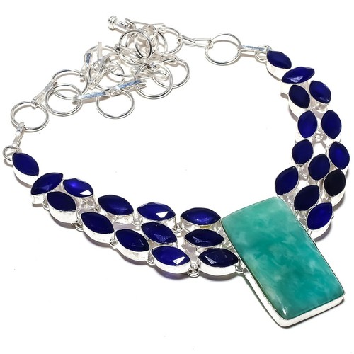 Amazonite, Blue Jade Gemstone Handmade 925 Sterling Silver Jewelry ...