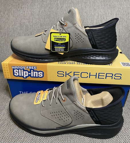 SKECHERS Slip Ins Men's 8.5 Gray Hands Free Casual Shoes Sneaker ...
