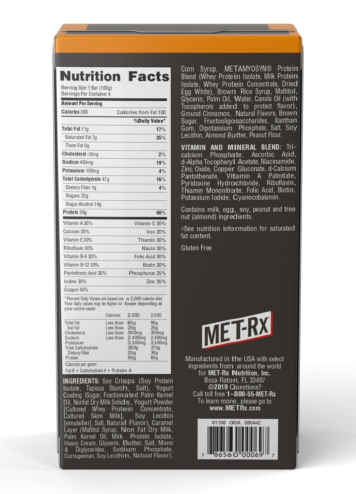 MET-Rx Big 100 Protein Bars, Vanilla Caramel Churro Bars, 30g Protein ...