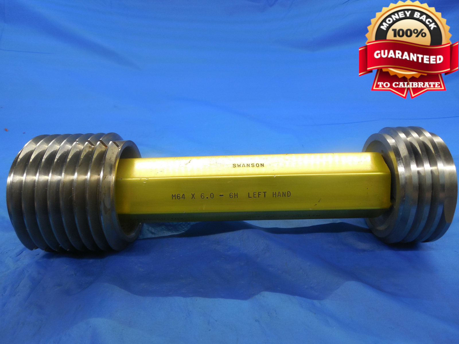 M64 X 6 6H METRIC LEFT HAND THREAD PLUG GAGE 64.0 GO NO GO P.D.'S= 60. ...
