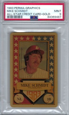 1983 PERMA-GRAPHICS MIKE SCHMIDT ALL STAR CREDIT CARD GOLD PSA 9 MINT ...