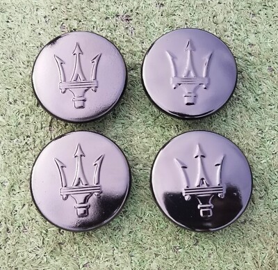 Factory Maserati Wheel Center Caps Satin Black Complete Set of Four ...