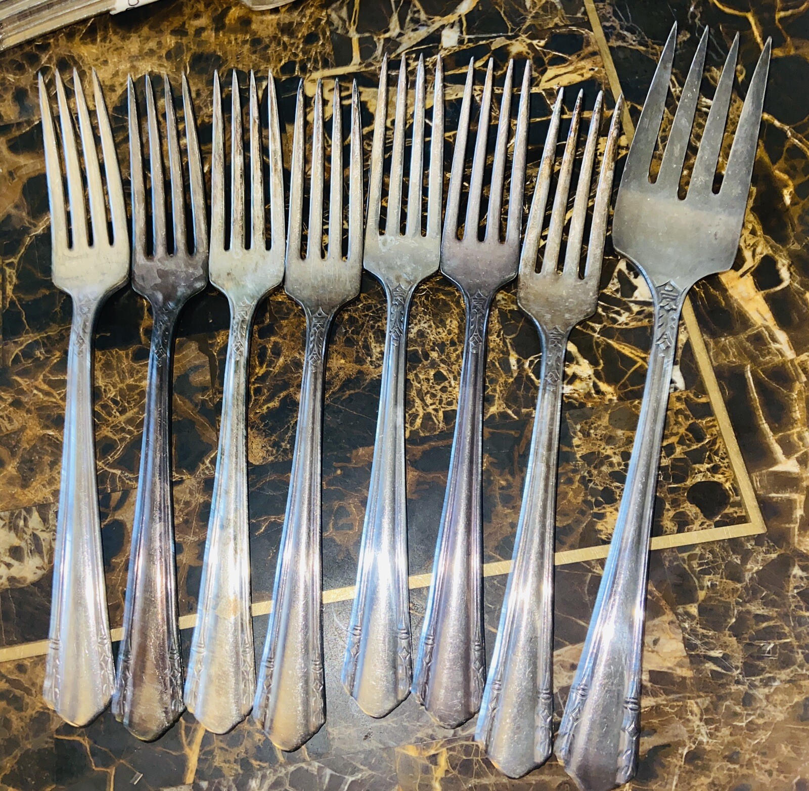 WM ROGERS A1 PLUS ONEIDA LTD MALIBU 7 Dinner Forks 1 Serving Fork | eBay