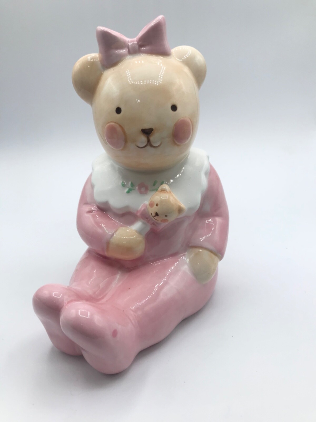 Pink Girl Bear Bank Cotton Candy By Kathy Orr Ceramic Bank Nursery | eBay
