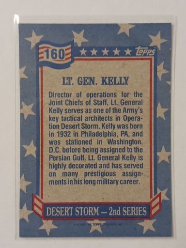 LT. GEN KELLY - 1991 TOPPS DESERT STORM 2nd SERIES CARD #160 | eBay
