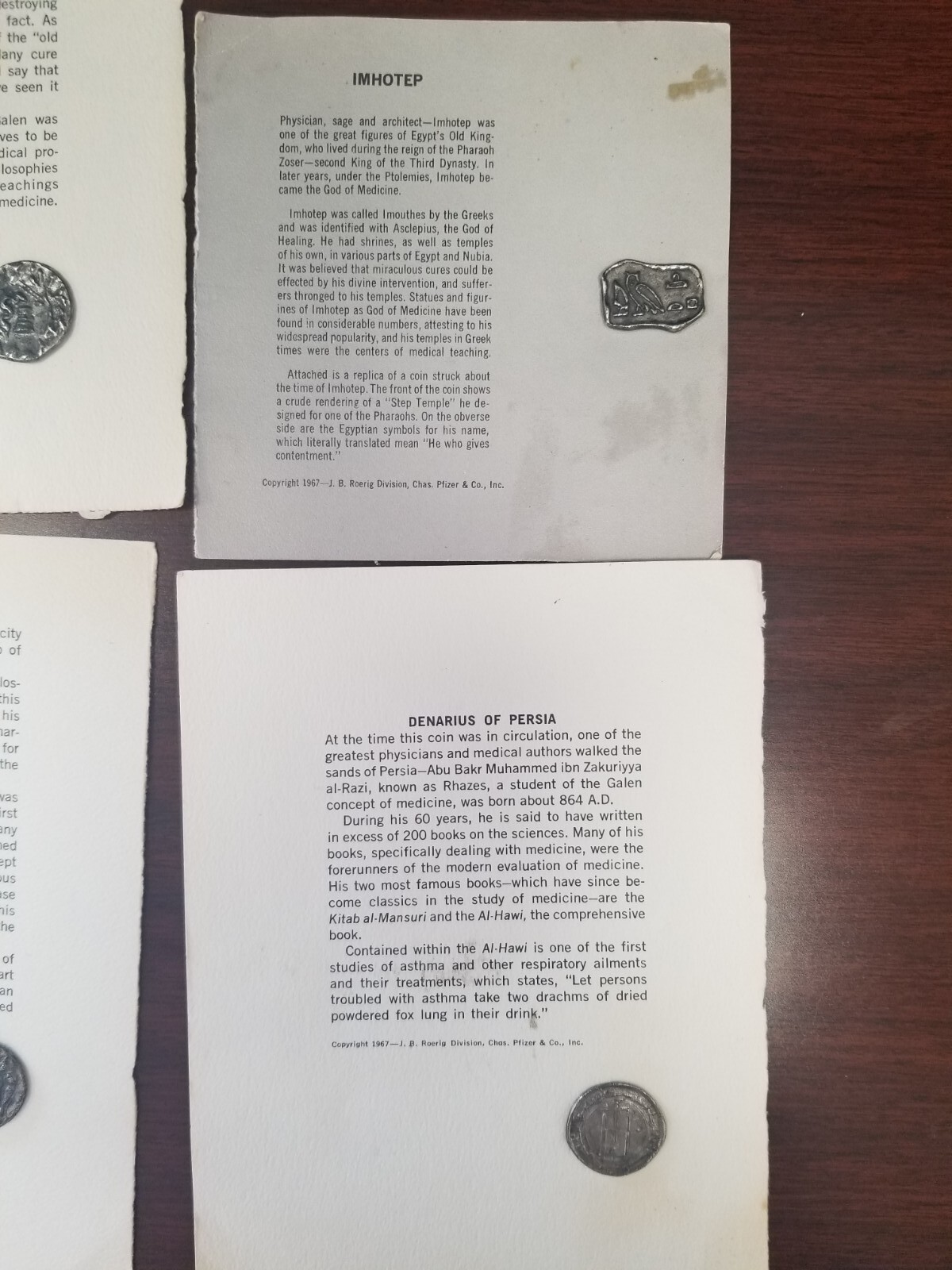 1967 Pharmaceutical Advertising Coins of Medicine Marax/Pfizer - Lot of ...