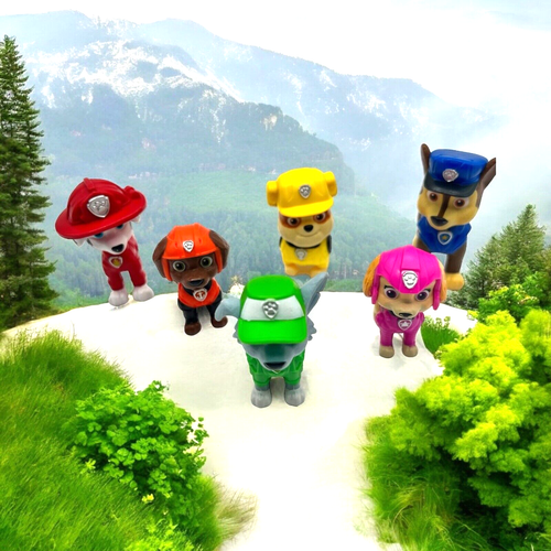 Paw Patrol Figures Lot of 6 Rocky Zuma Chase Marshall Skye Rumble Cake ...