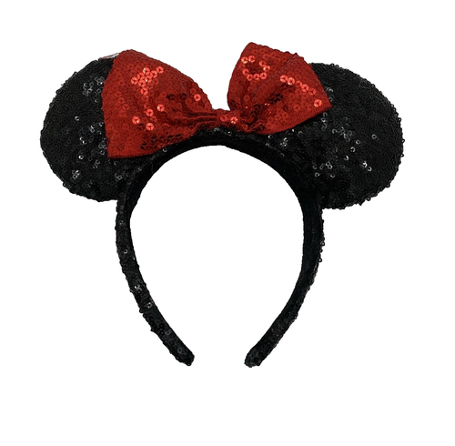 Minnie Mouse Sequin Headband Ears Bow Disney Walt Disney World Park ...
