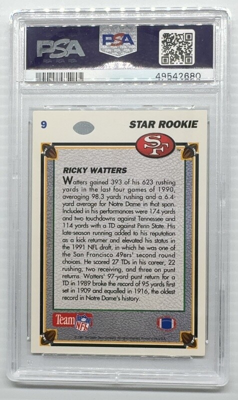 1991 Upper Deck Ricky Watters Rookie Card RC #9 PSA 6 | eBay