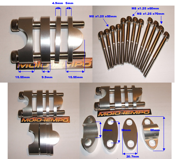 bar Risers Raiser kit 22.2mm 7/8" bar multi-stage Motorcycle Universal ...