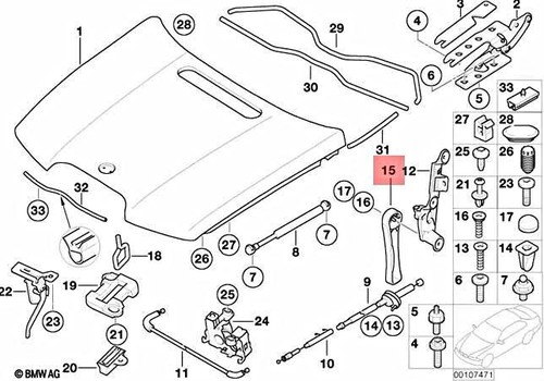 BMW 7-Series E65 E66 E67 01-08 Original Hood Release Handle 51238240607 ...