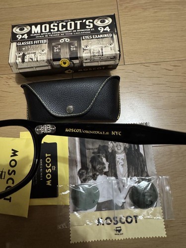 MOSCOT LEMTOSH 44 SUNGLASSES BLACK FRAME CLEAR LENS WITH BOX, CASE ...