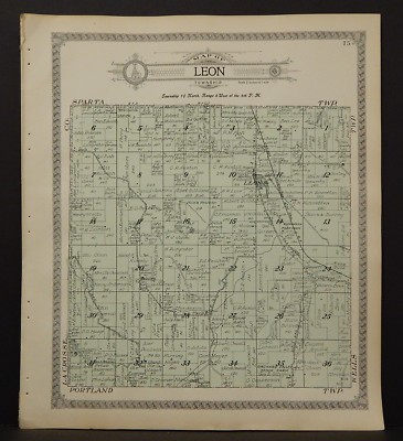 Wisconsin Monroe County Map Leon Township 1915 J18#12 | eBay