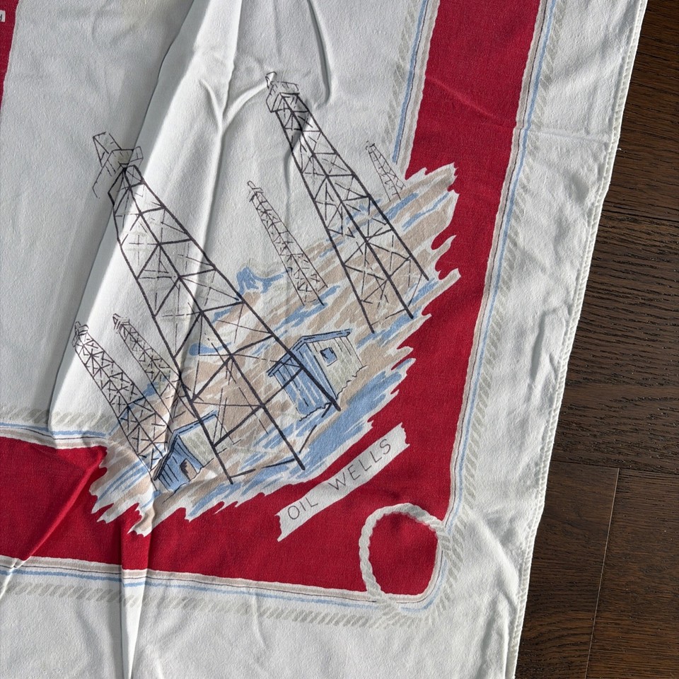 vintage Texas souvenir map tablecloth card table, 42”x50” MCM 50s Alamo ...