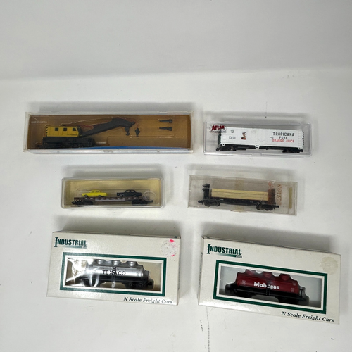 6 mixed freight trains LOT N Scale model Railroad texaco mobil cars ...