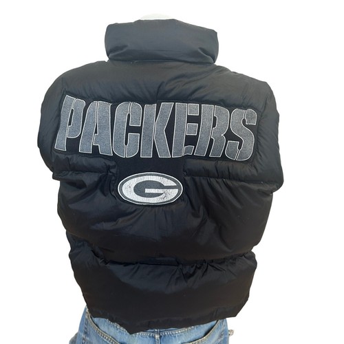Green Bay Packers Puffer Vest Black MEDIUM Football Tailgate Unique ...