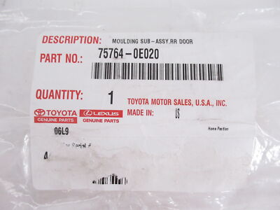 Genuine OEM Toyota 75764-0E020 Driver Rear Window Molding 2014-2019 ...