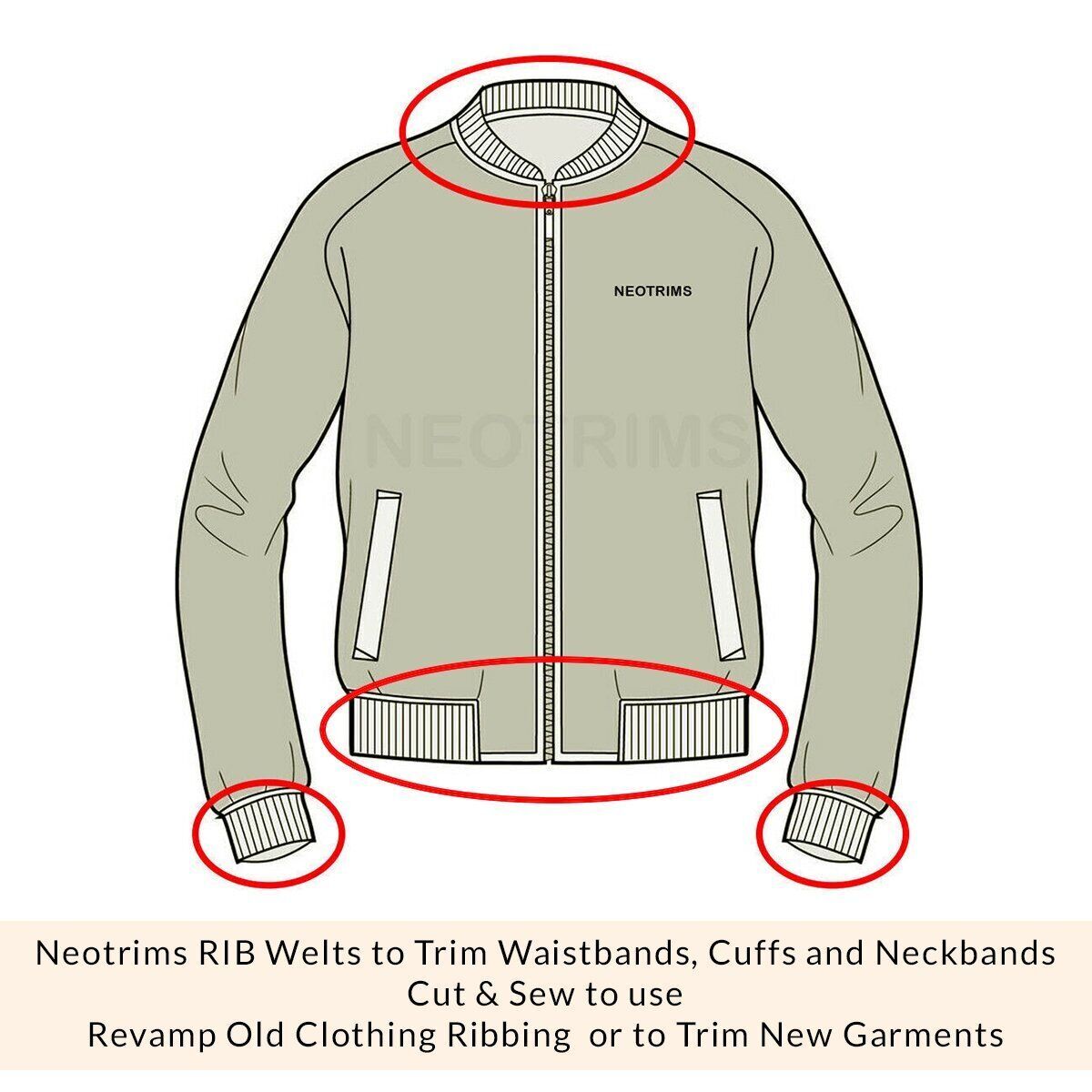 Knit Rib Cuff Waistband & Neckband Stretch Ribbing,Revamp Bomber ...