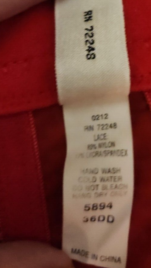 Felina Lingerie 5894 Red Lace Underwire Sensuous Lace Unlined Bra 36DD ...