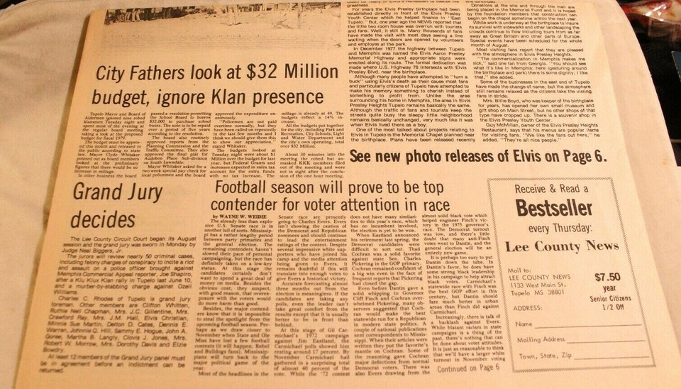 Elvis Presley Newspaper from Tupelo August 17, 1978 Vintage | eBay