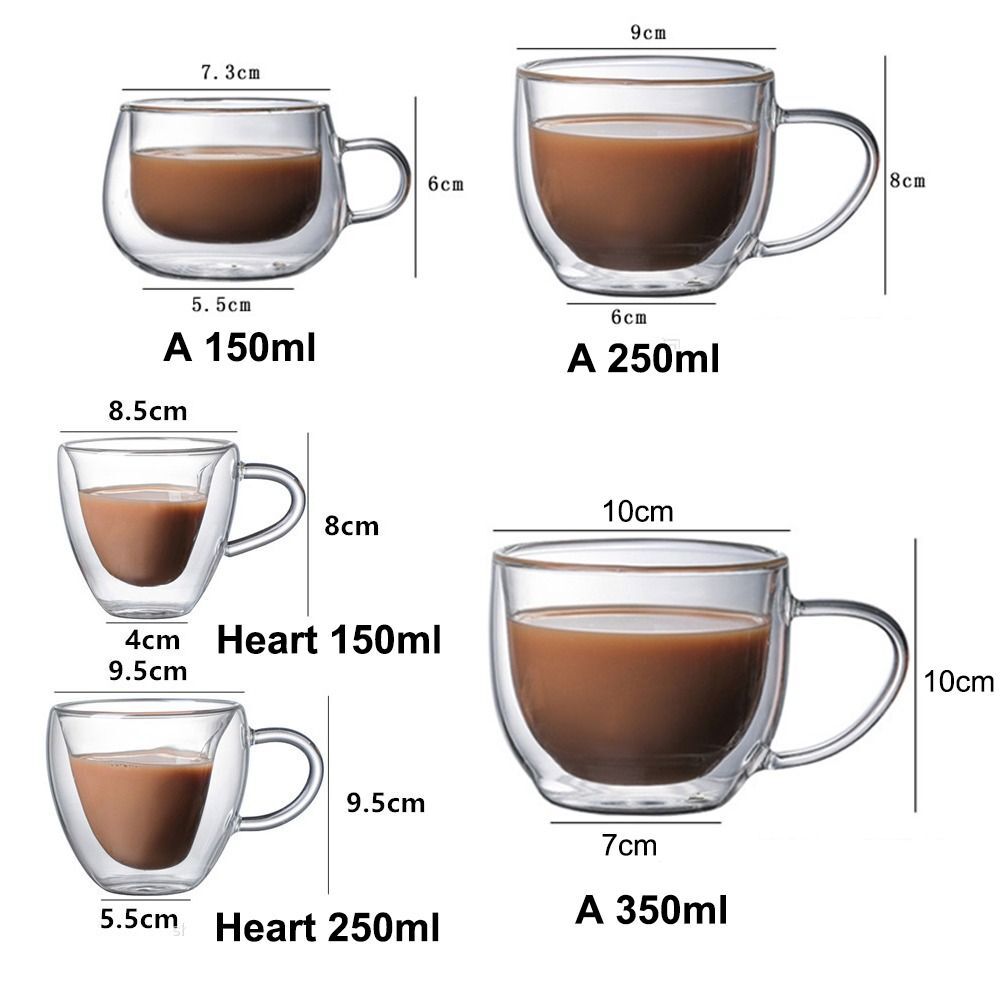 Mug Tea Drink Cups Transparent Clear Double Wall Glass Cup Coffee Tea ...