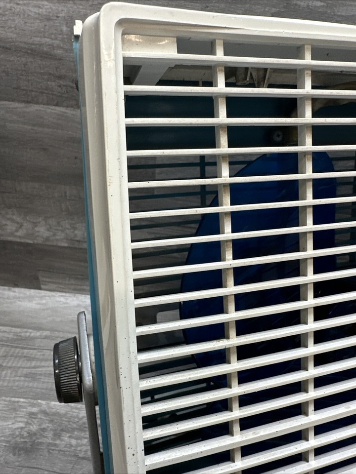 Vintage Galaxy Box Fan Blue White 11" Blades 14” Fan 3 Speed Floor Wall ...