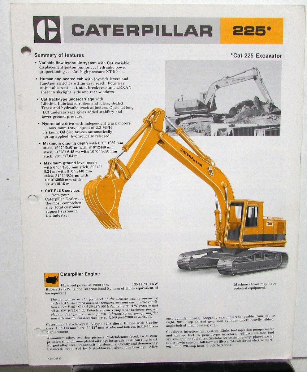 Cat 225 Excavator Specs