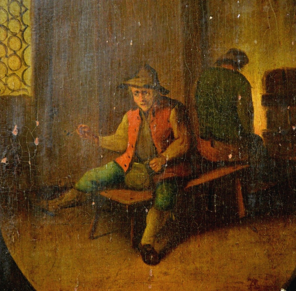 18th CENTURY FLEMISH DUTCH OIL ON PANEL FIGURES IN AN INTERIOR ANTIQUE ...