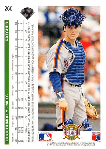 Todd Hundley 1992 Upper Deck 260 New York Mets BASEBALL Card | eBay