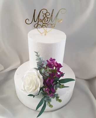 Artificial Flower Cake Topper Spray White Rose | eBay