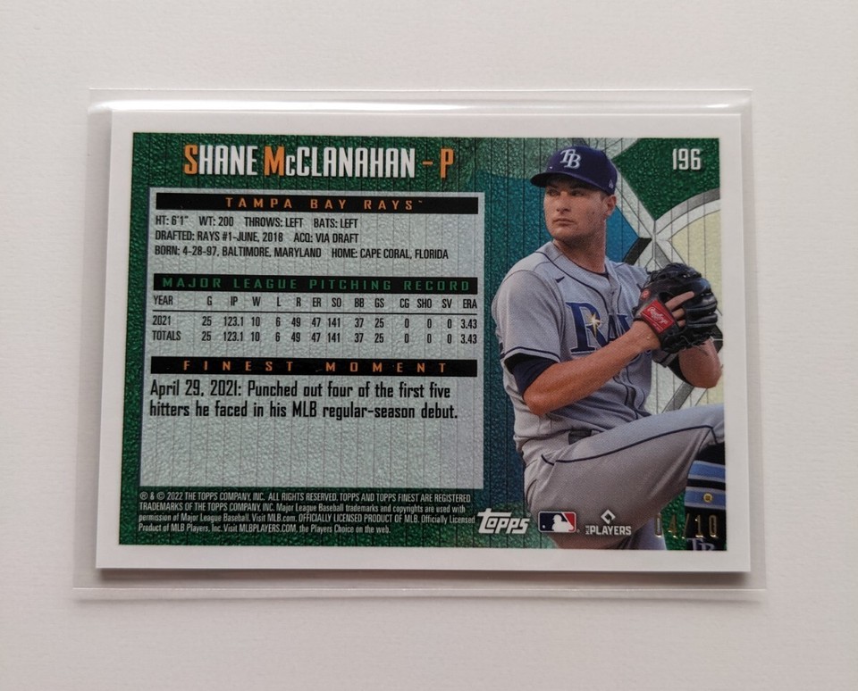 2022 Topps Finest Flashbacks #196 SHANE McCLANAHAN Peel Refractor /10 ...