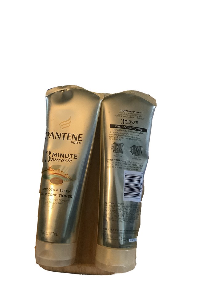 Pantene Smooth and Sleek 3 Minute Miracle Deep Conditioner, 8 Fluid ...