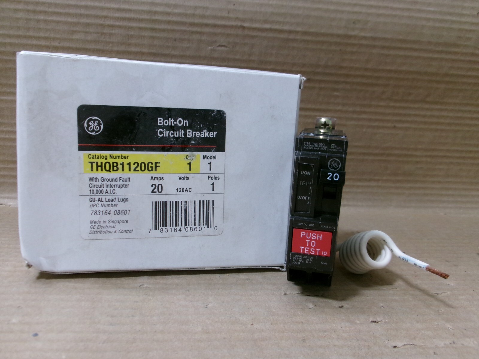 NEW GE THQB THQB1120GF 1 POLE 240V GROUND FAULT CIRCUIT BREAKER NOB | eBay