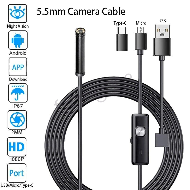 USB Type C Endoscope Borescope Snake Inspection Camera 3 in 1 for Phone ...
