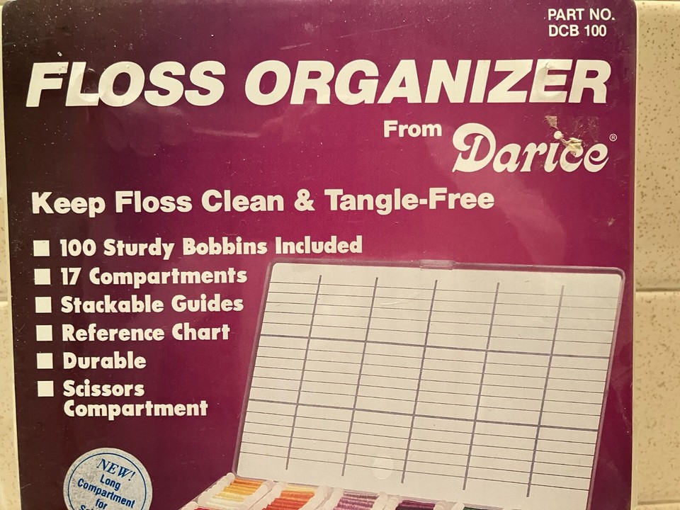 NEW Darice DMC Thread Floss Organizer 17 Compartments Bobbins Stacking ...