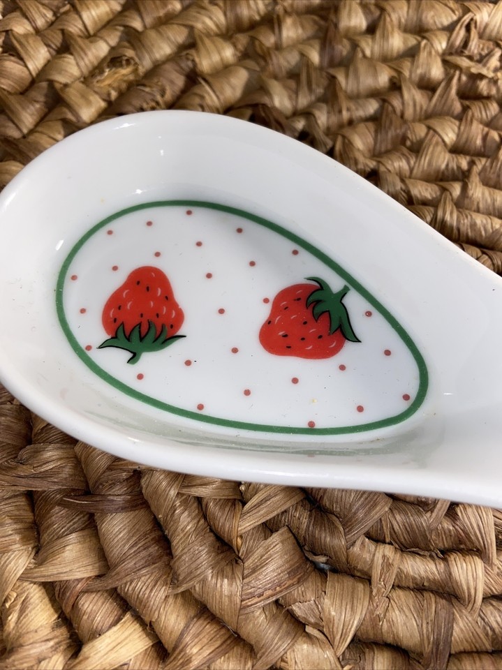 Vintage Strawberry Spoon Rest Ceramic Kitchen Decor Takahashi San ...