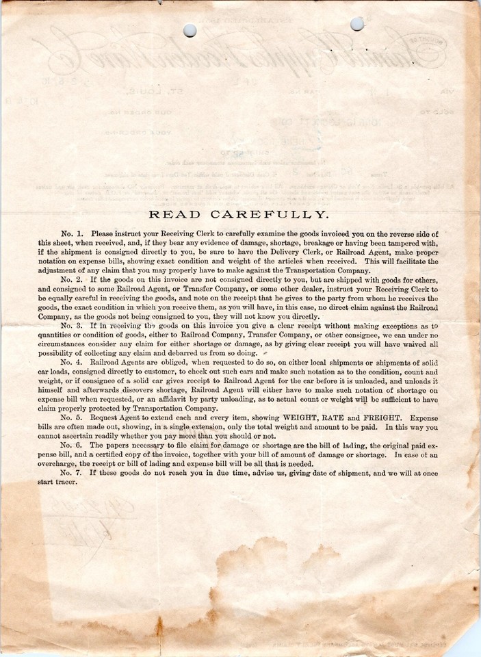 1910 Billhead - Samuel Cupples Wooden Ware Co., St. Louis MO - for ...