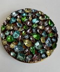 FABULOUS VINTAGE MULTI COLORS JEWELED TOP EVANS COMPACT UNUSED ...