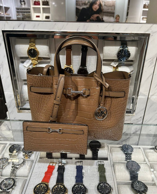 Michael Kors MK Carson Medium Bag Handbag Crossbody Purse +Flat Wallet ...