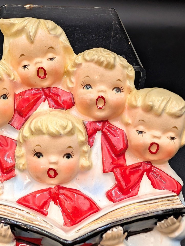VINTAGE HF Co JAPAN CHRISTMAS CHOIR GIRLS FIGURINE CERAMIC PLANTER HTF ...