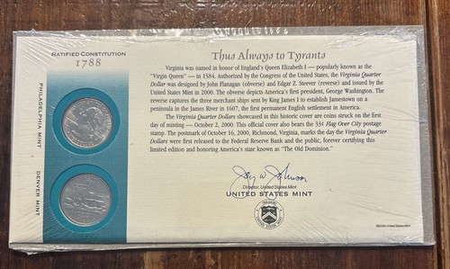 2000 Virginia P&D Uncirculated State Quarters - Sealed First Day Cover ...