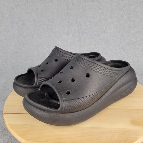 CROCS Classic Crush Slides Mens 8 Womens 10 Black Platform 208731-001 ...