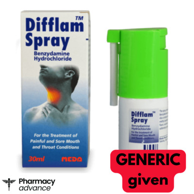 Difflam Sore Throat Spray GENERIC - Benzydamine 0.15% Oral Spray for ...
