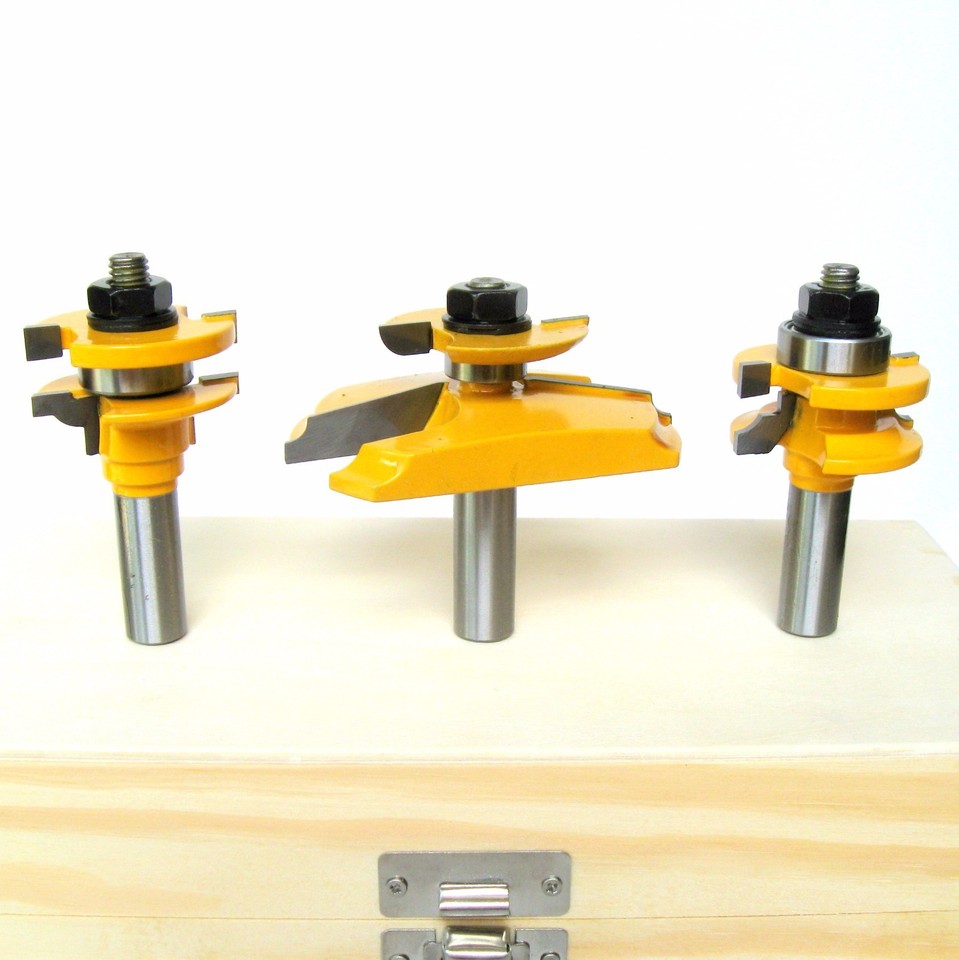 3pc 12° w/ Back Cutter Raised Panel & Bead Rail & Stile Router Bit Set ...