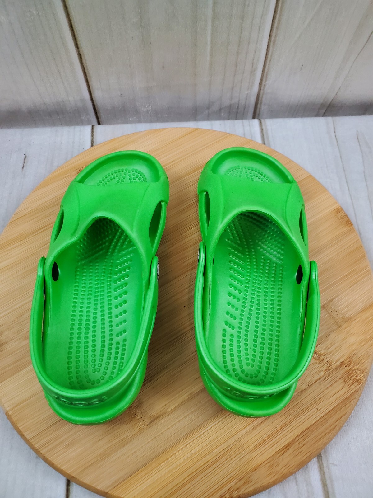 CROCS Womens 5 OPEN TOE ANKLE STRAP SLINGBACK SANDALS SHOES LIME GREEN ...