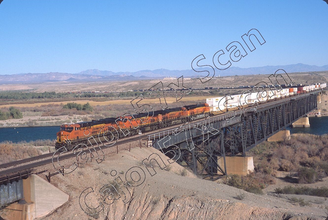 Original Slide- BNSF ES44C4 8093 & Train On Topock, CA. Bridge 12/15 | eBay