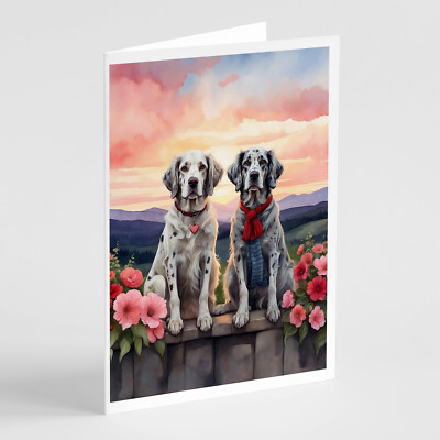 English Setter Two Hearts Greeting Cards and Envelopes Pack 8 ...