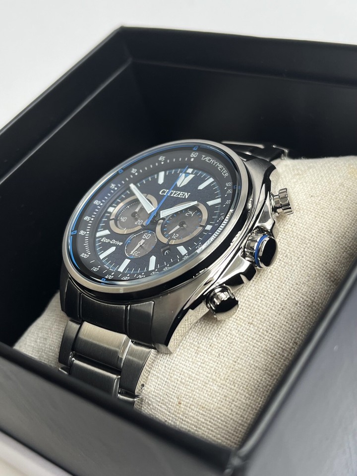 New! Citizen Eco-Drive Watch CA4560-81L Chronograph Blue Dial Silver ...