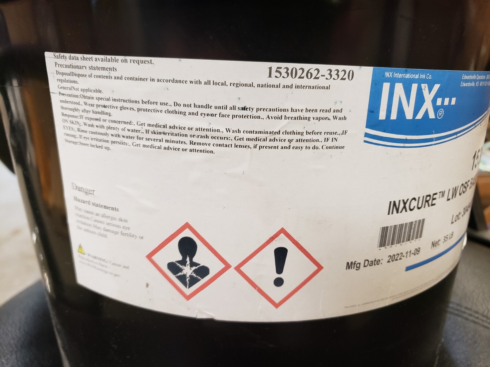 INX INXCURE LW OSF Base Strong Reflex Printing Ink (1530262-3320) 35lbs ...