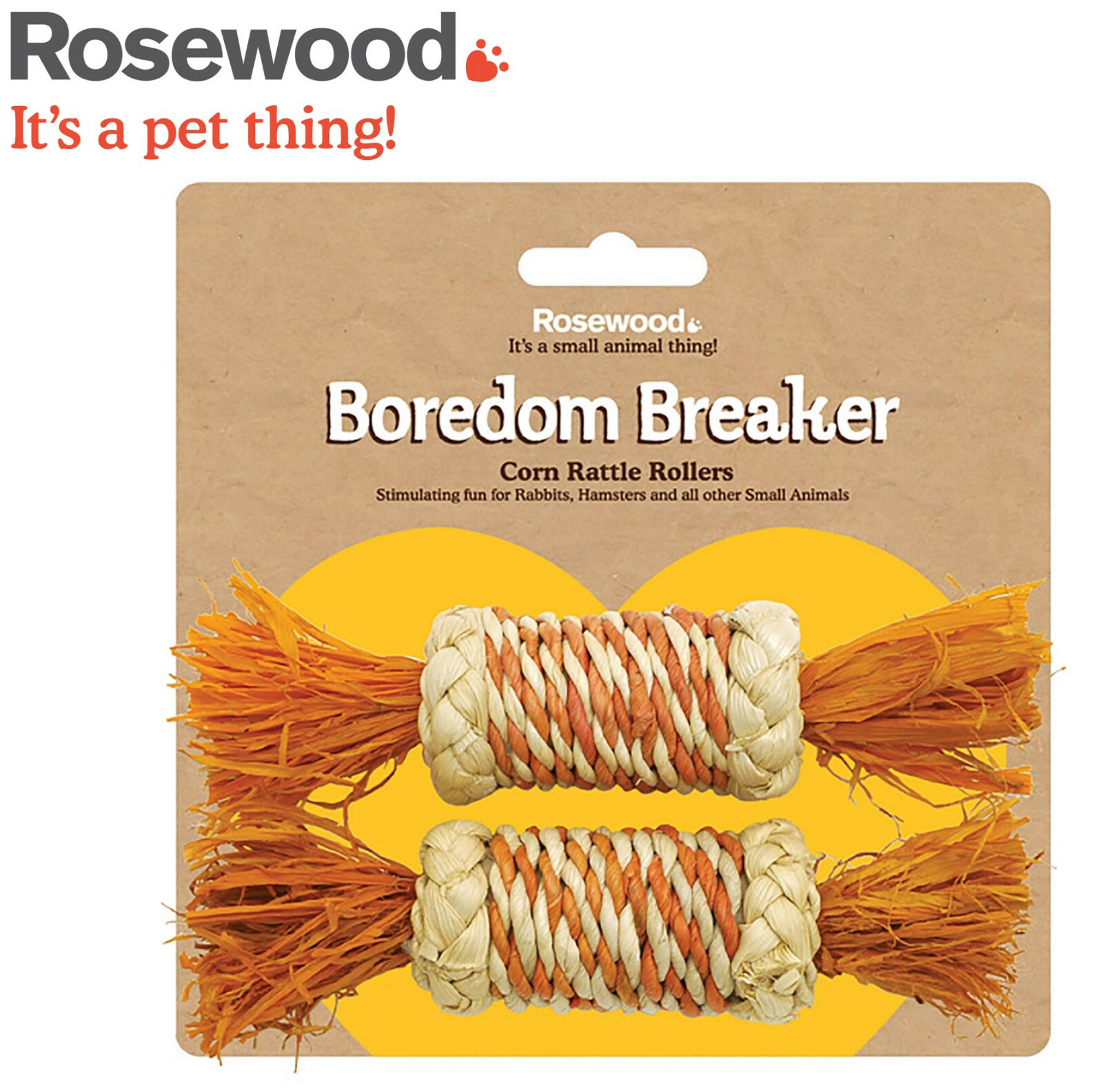 BOREDOM BREAKER CORN RATTLE ROLLER 2 PK RABBIT GUINEA PIG CHEW HUTCH ...